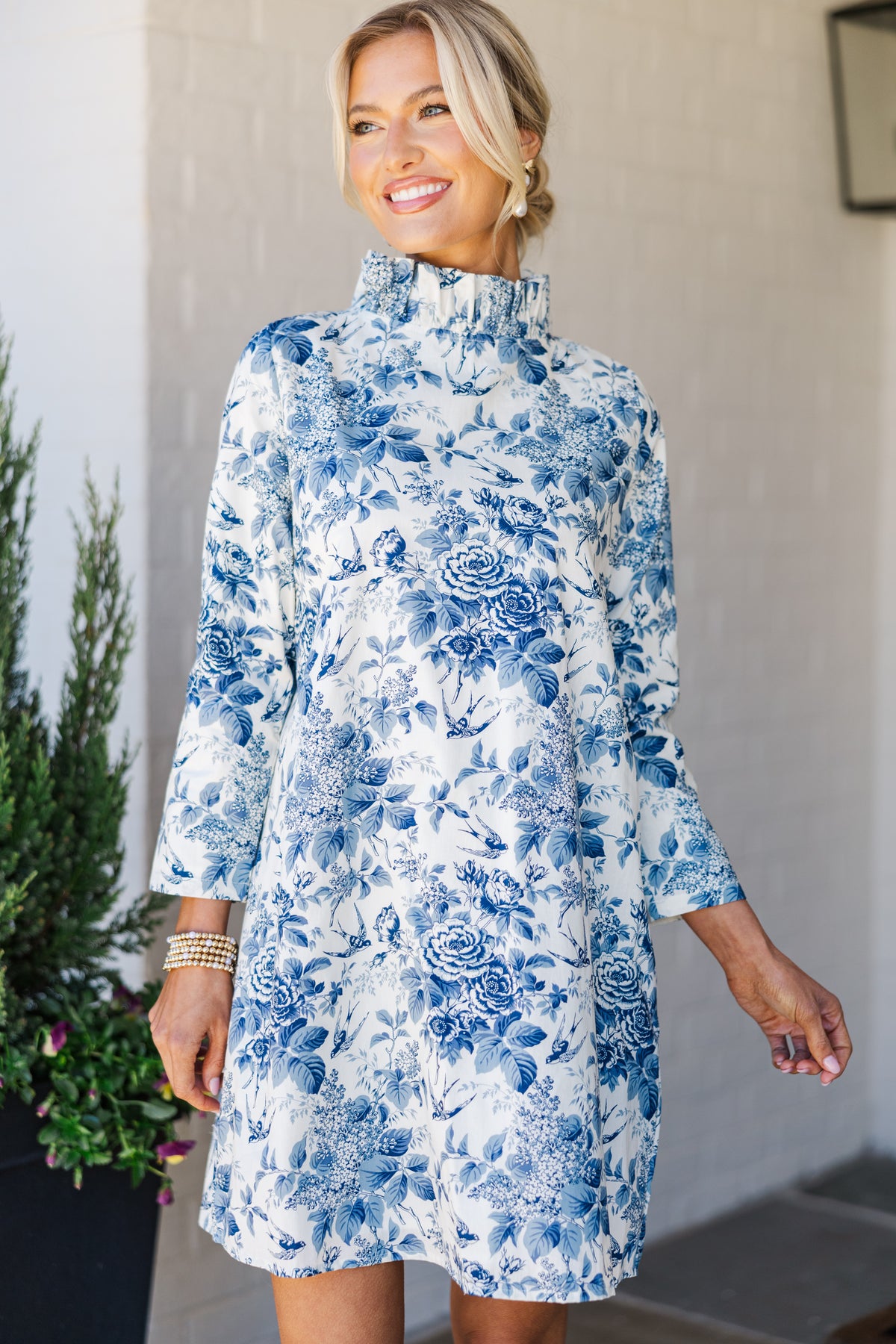 This Is It Navy Blue Toile Swing Dress – Shop the Mint