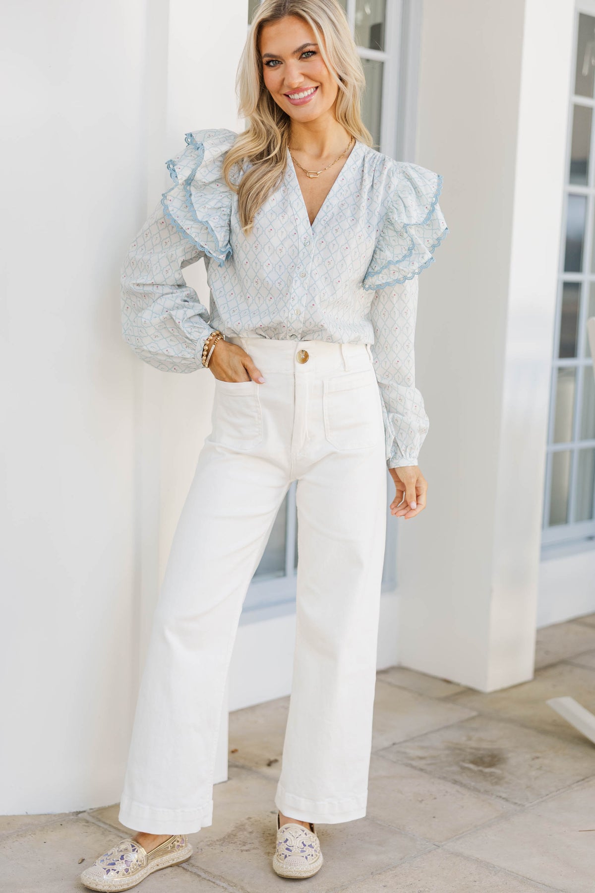 The Rendezvous Cream Medallion Blouse – Shop the Mint