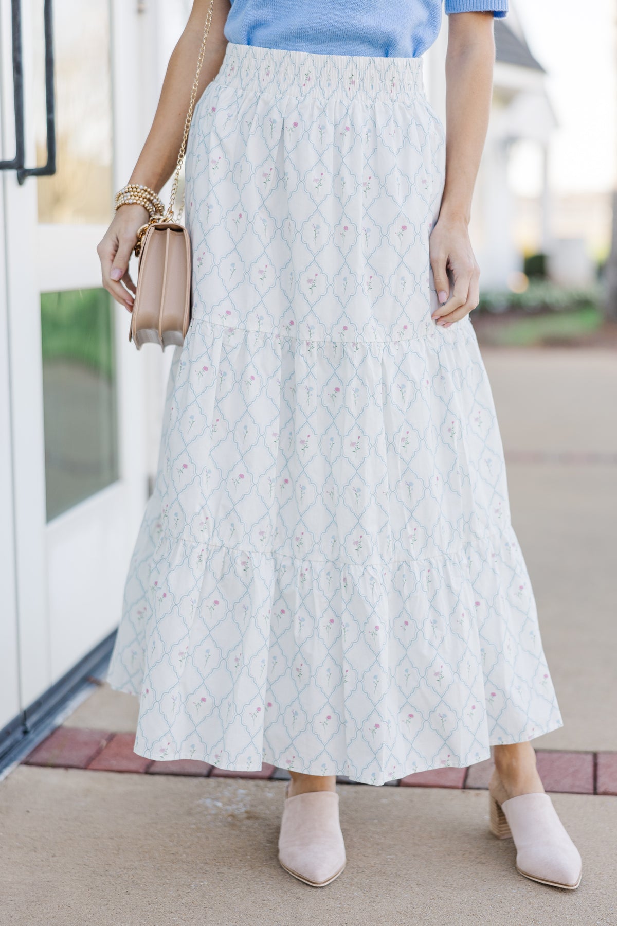 Wandering Way Cream Floral Medallion Midi Skirt – Shop the Mint