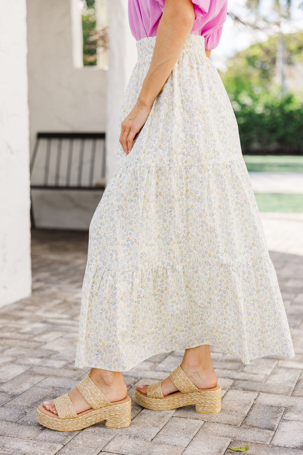Wandering Way Yellow Ditsy Floral Midi Skirt – Shop the Mint