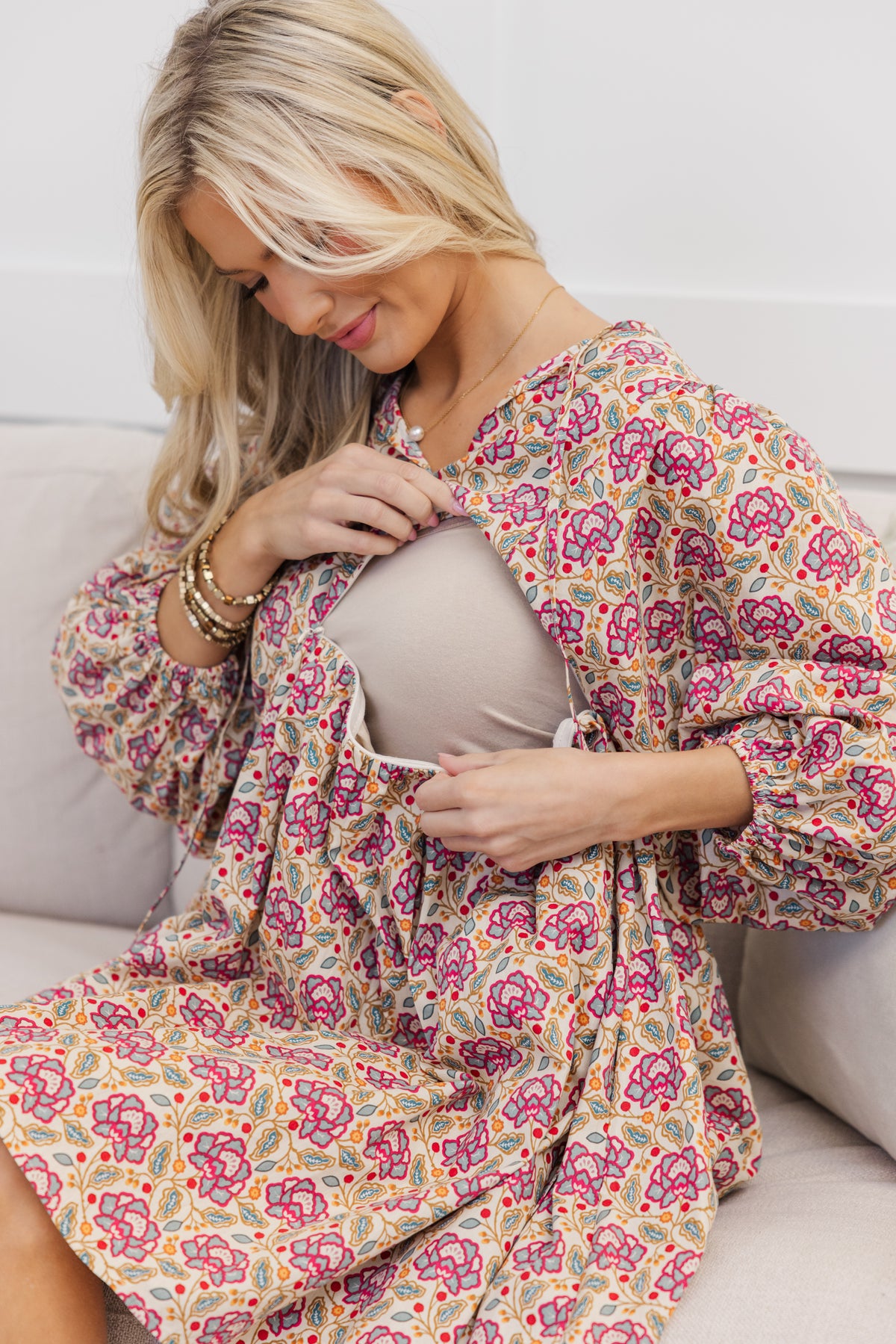 NURSING COLLECTION: It's All True Magenta Medallion Dress – Shop the Mint