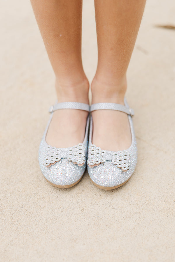 Girls: The Harlow Silver Rhinestone Flat – Shop the Mint