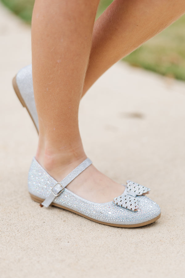 Girls: The Harlow Silver Rhinestone Flat – Shop the Mint