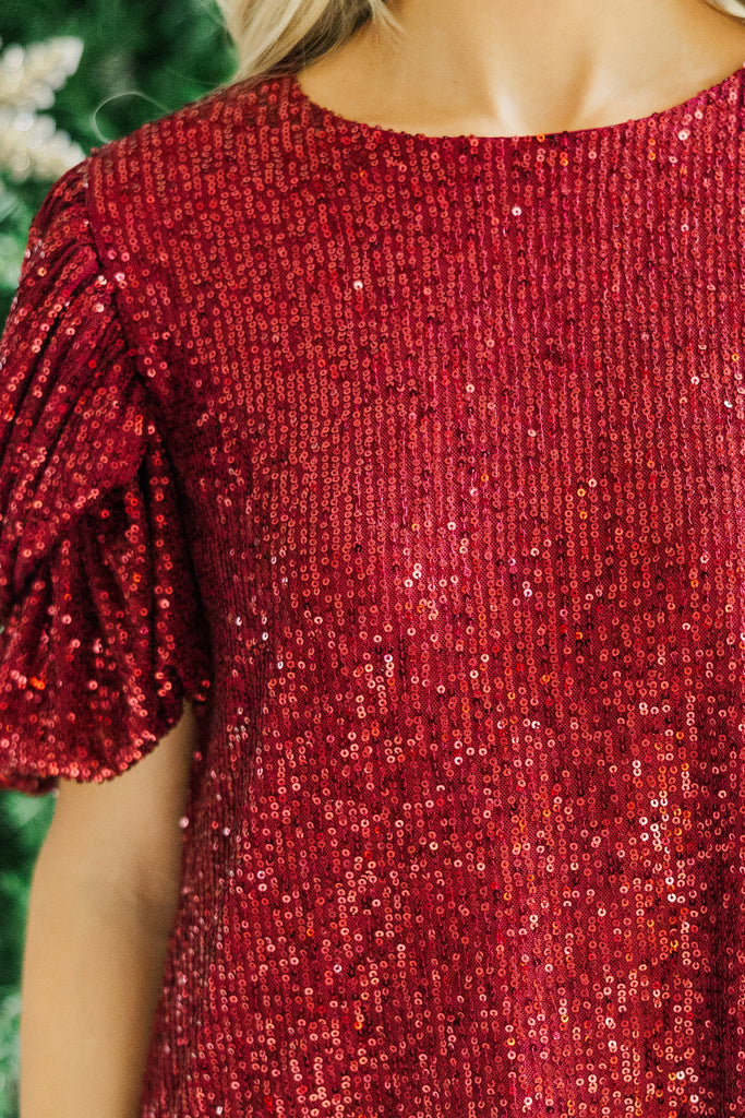 Ready To Shine Wine Red Sequin Blouse – Shop the Mint