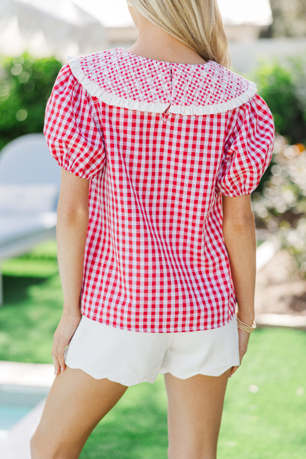 Stay There Red Gingham Blouse – Shop the Mint