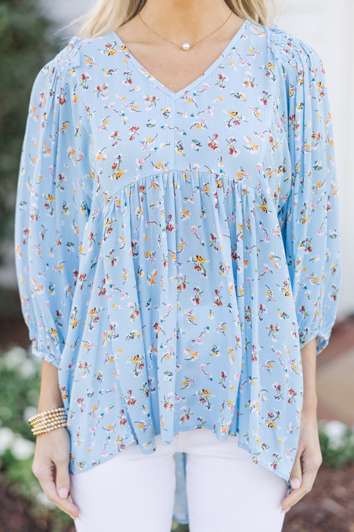 All So Nice Light Blue Ditsy Floral Tunic – Shop the Mint