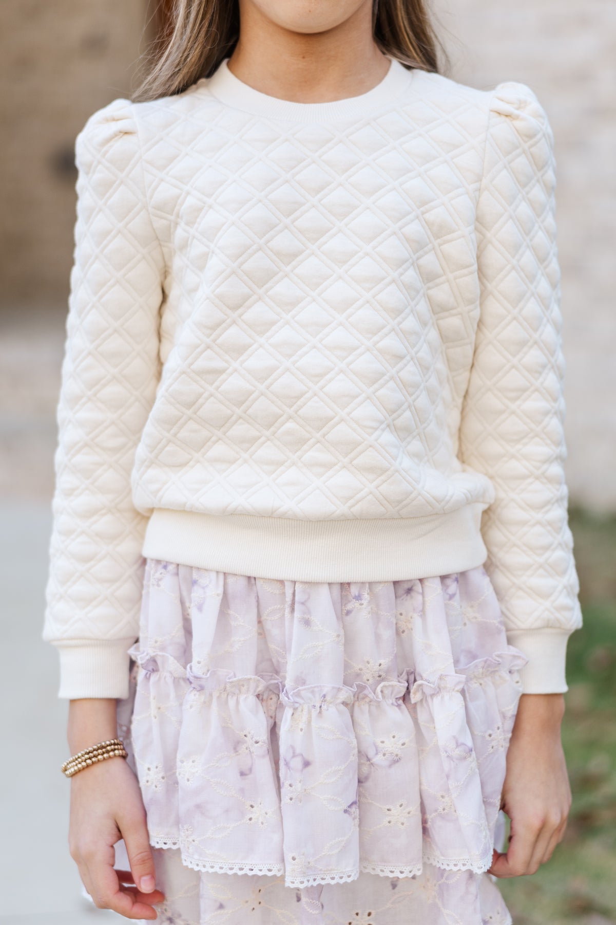 Girls: The Courtney Cream Quilted Pullover – Shop the Mint