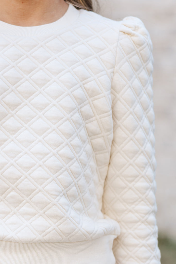 Girls: The Courtney Cream Quilted Pullover – Shop the Mint