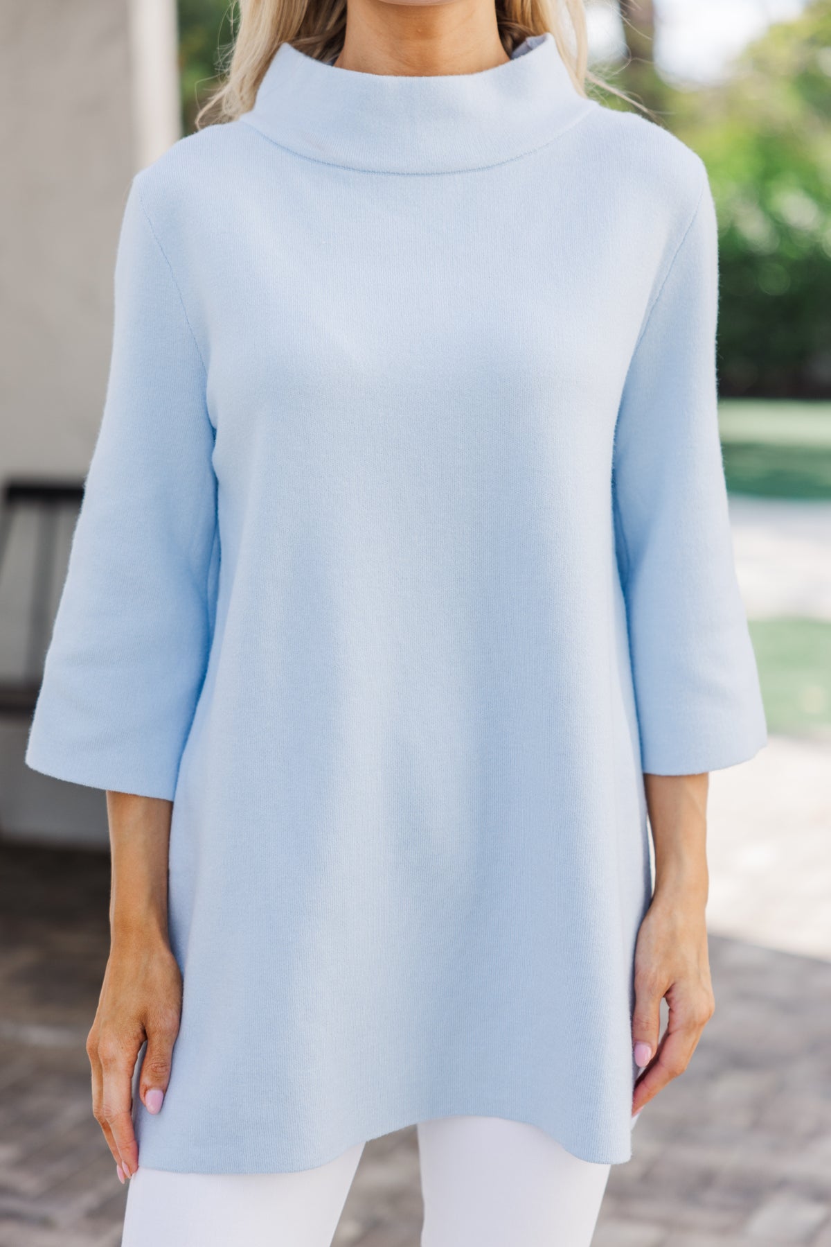 With Ease Light Blue Mock Neck Sweater Tunic – Shop the Mint