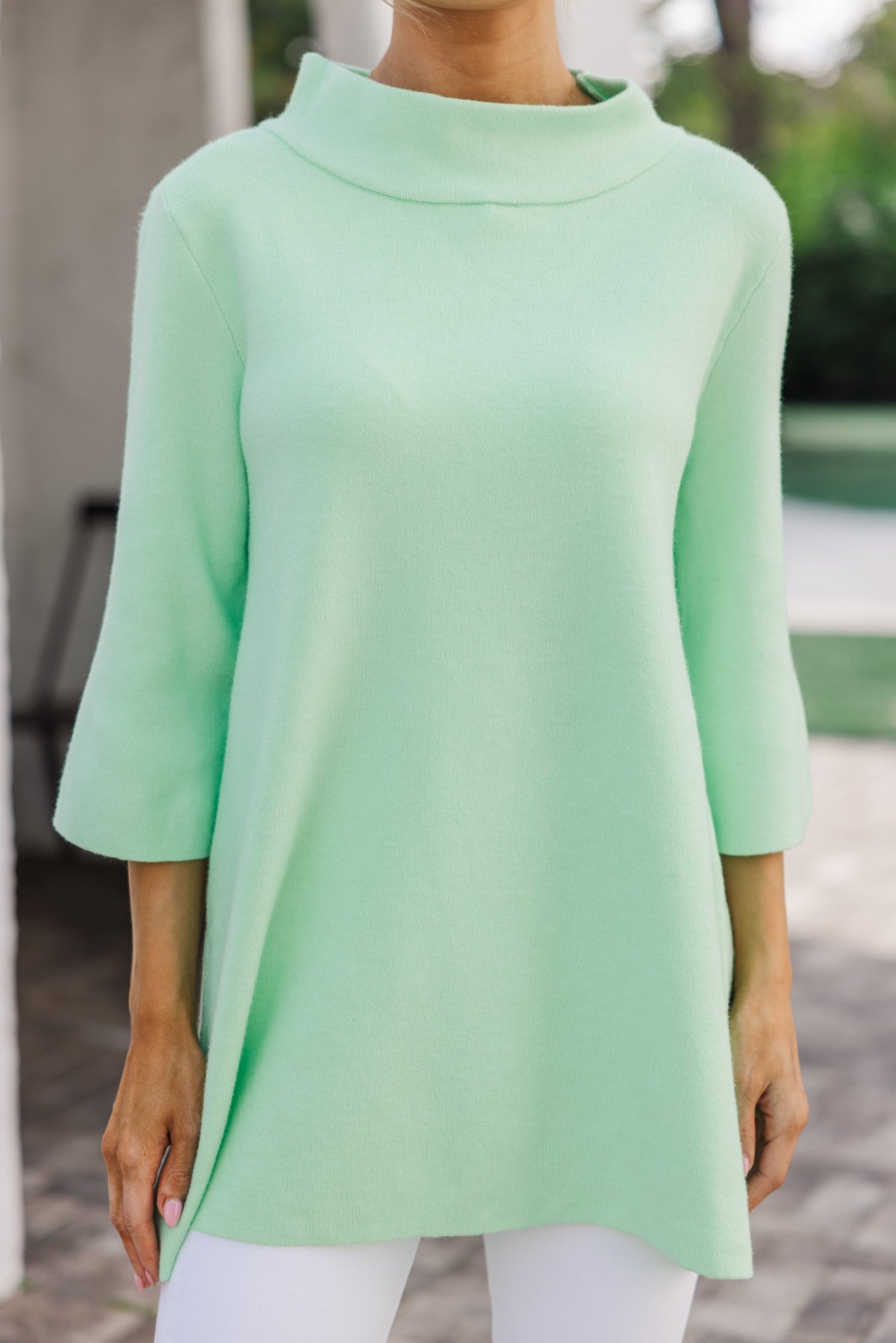 With Ease Mint Green Mock Neck Sweater Tunic – Shop the Mint