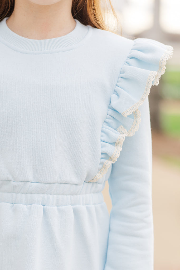 Girls: The Jen Light Blue Sweatshirt Dress – Shop the Mint