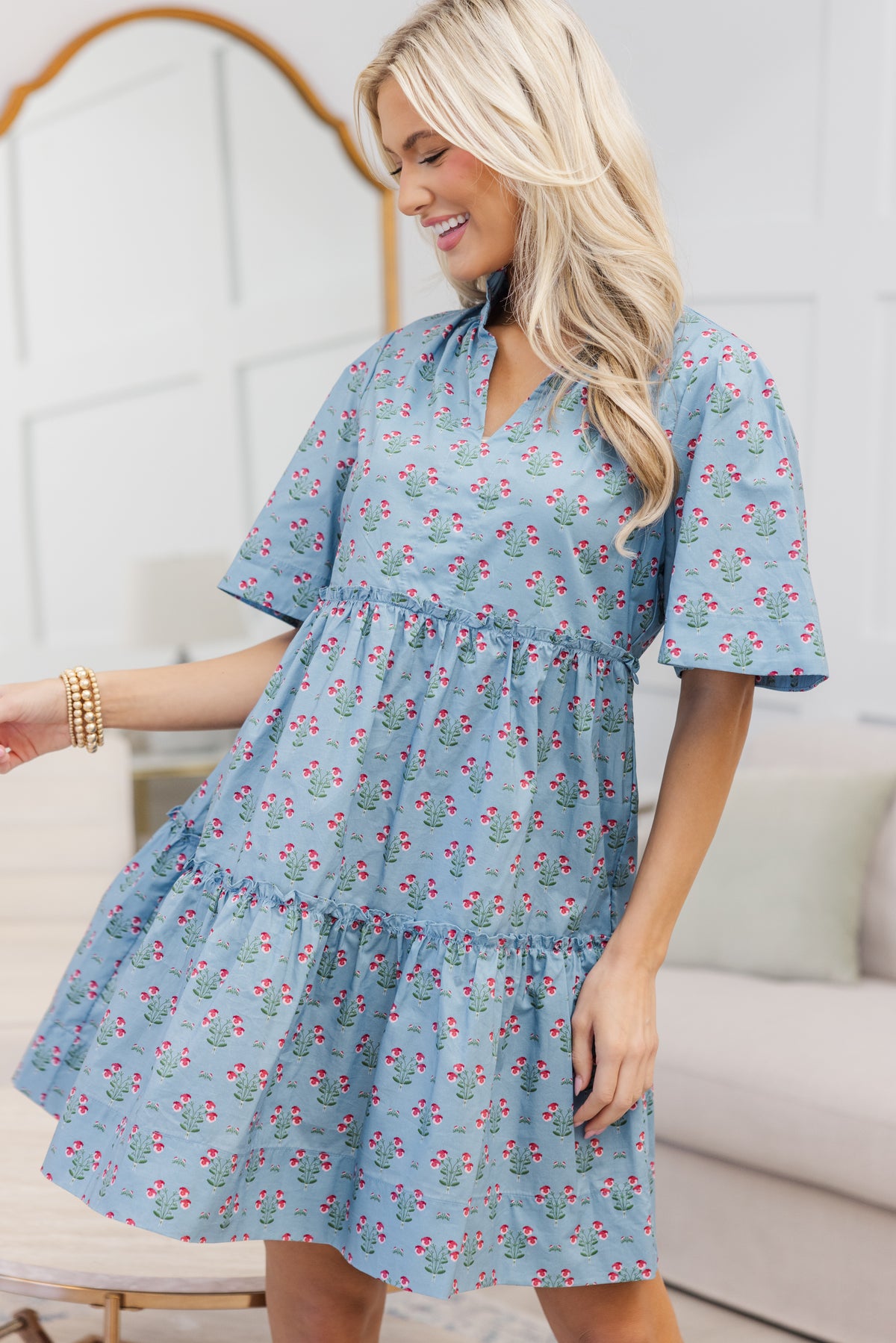 NURSING COLLECTION: Feeling Your Best Blue Floral Medallion Dress ...