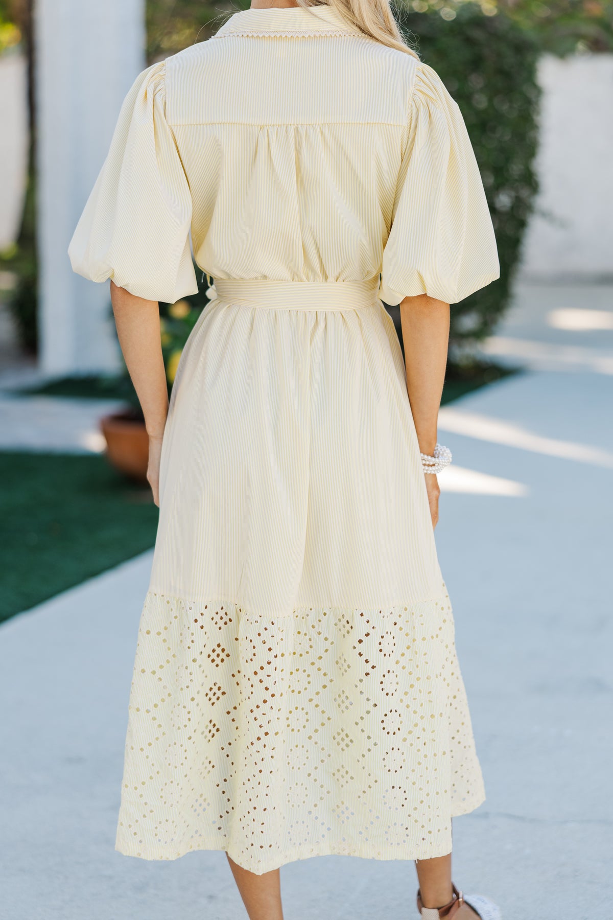 Just Imagine Lemon Yellow Striped Midi Dress – Shop the Mint