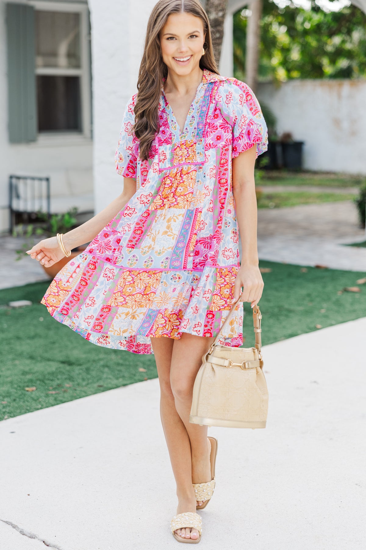 Share The Joy Pink Mixed Print Dress – Shop the Mint