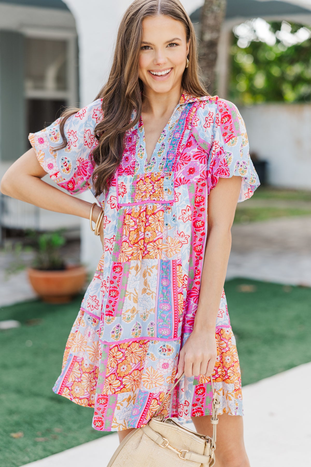Share The Joy Pink Mixed Print Dress – Shop the Mint