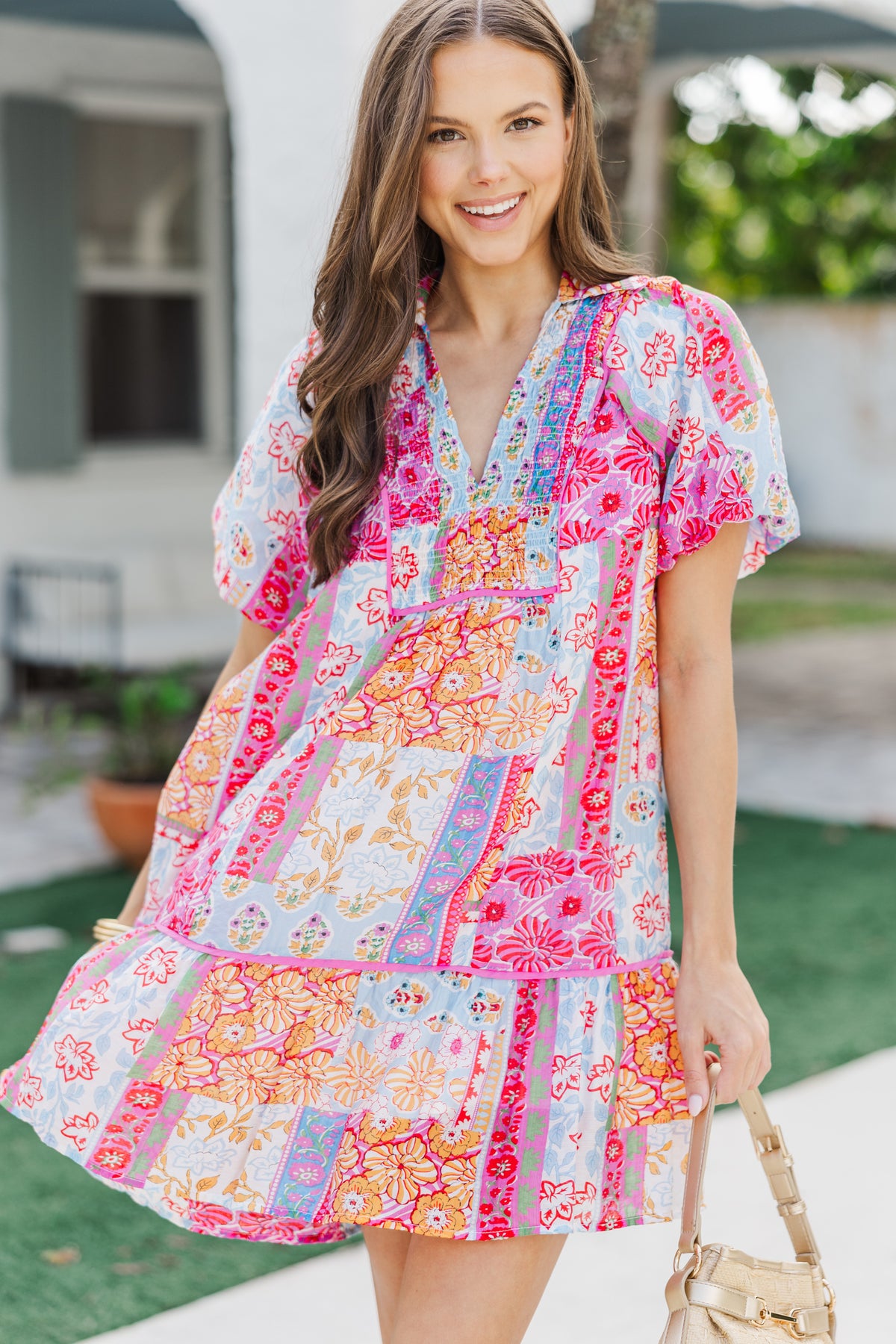 Share The Joy Pink Mixed Print Dress – Shop the Mint