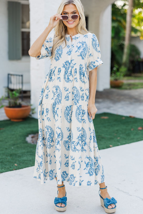 Make You Look Blue Medallion Midi Dress – Shop the Mint