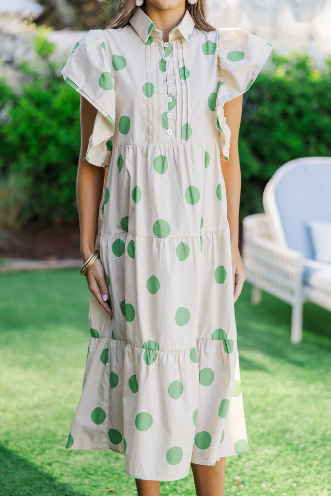 Find Your Joy Green Polka Dot Midi Dress – Shop the Mint