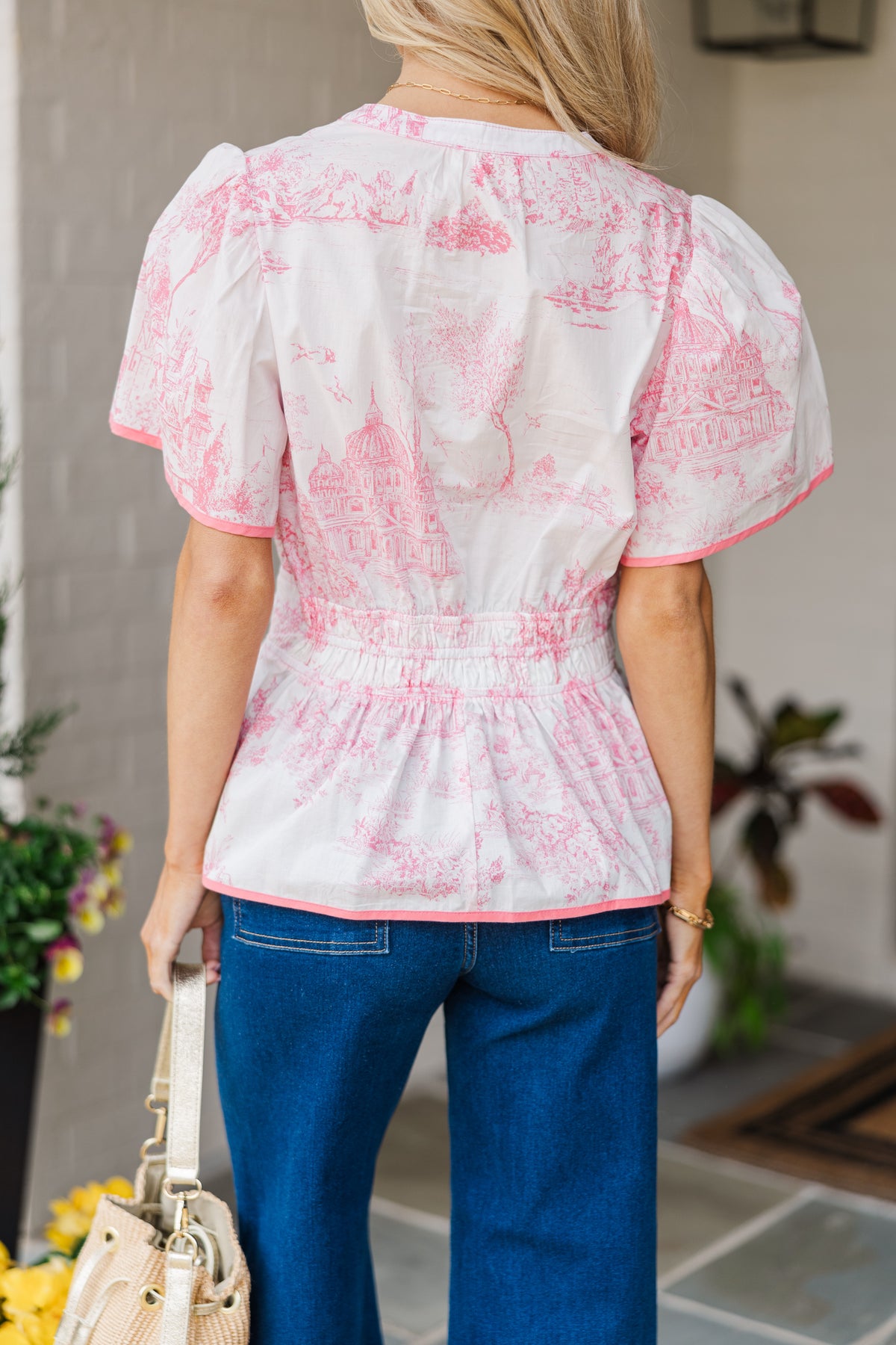 Keep An Eye Out Coral Toile Blouse – Shop the Mint