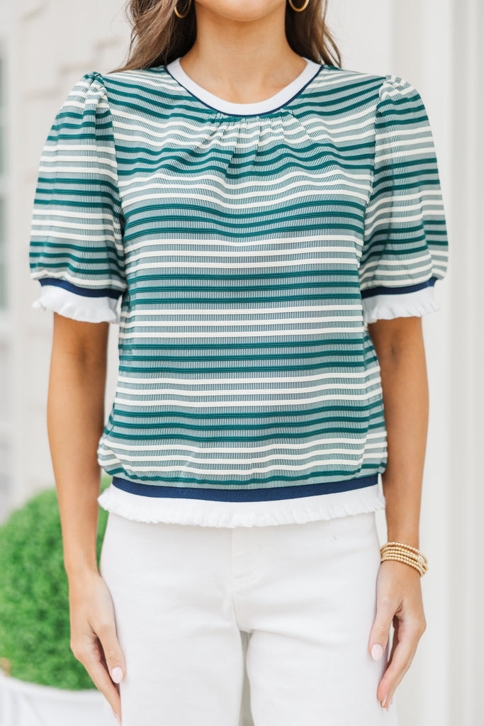 Stay the Course Green Striped Top – Shop the Mint