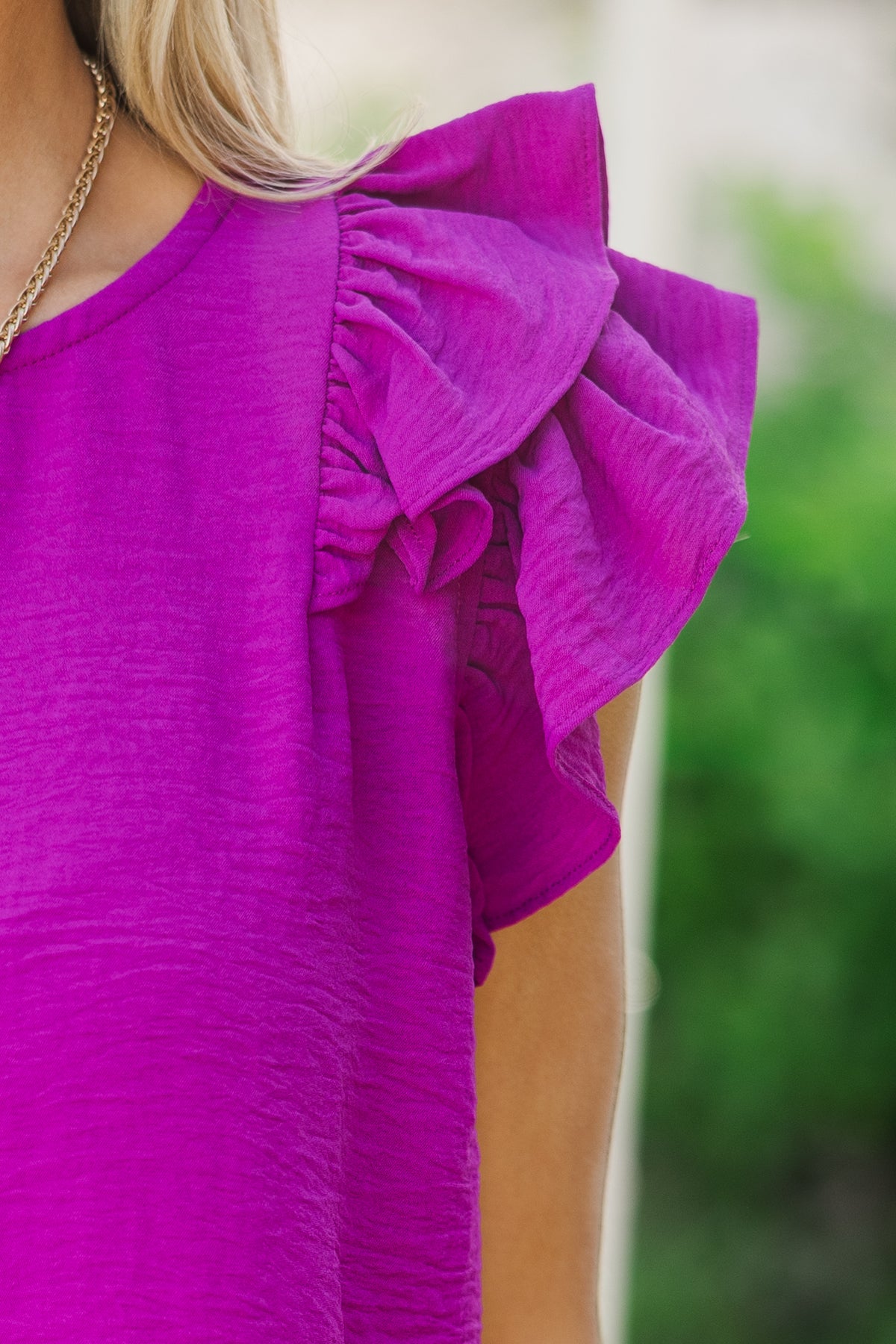 Time For Travel Purple Ruffled Top – Shop the Mint