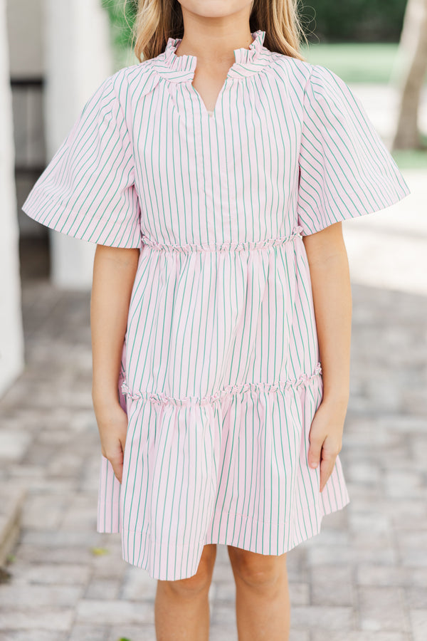 Girls: The Stephanie Pink/Green Stripe Dress – Shop the Mint