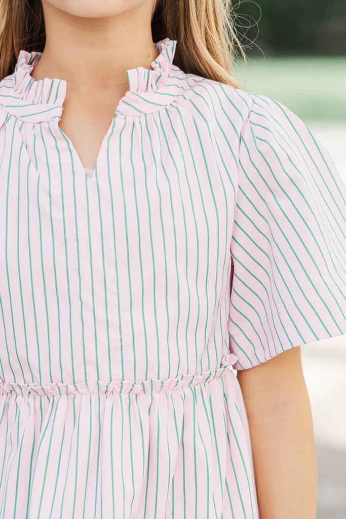 Girls: The Stephanie Pink/Green Stripe Dress – Shop the Mint