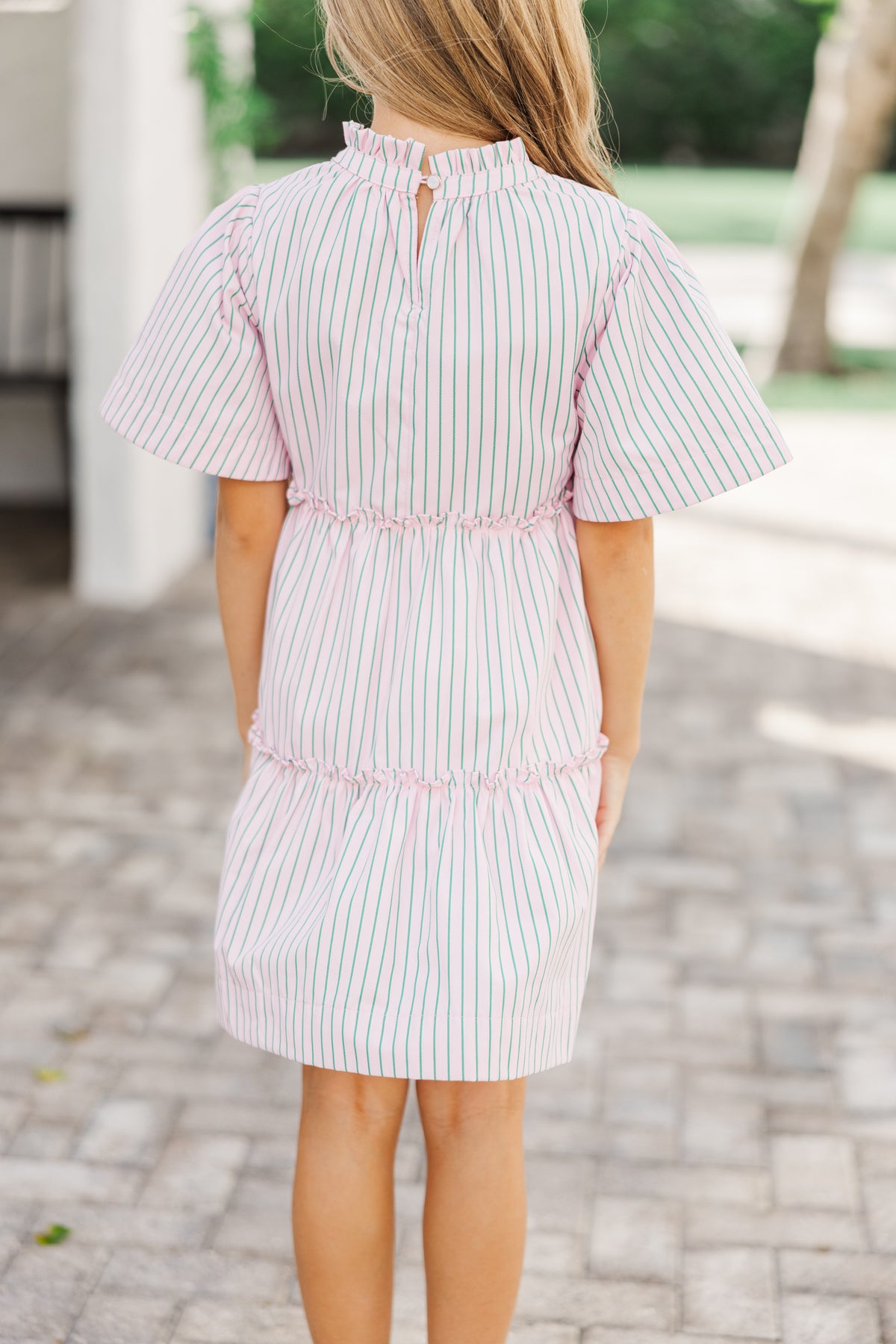 Girls: The Stephanie Pink/Green Stripe Dress – Shop the Mint