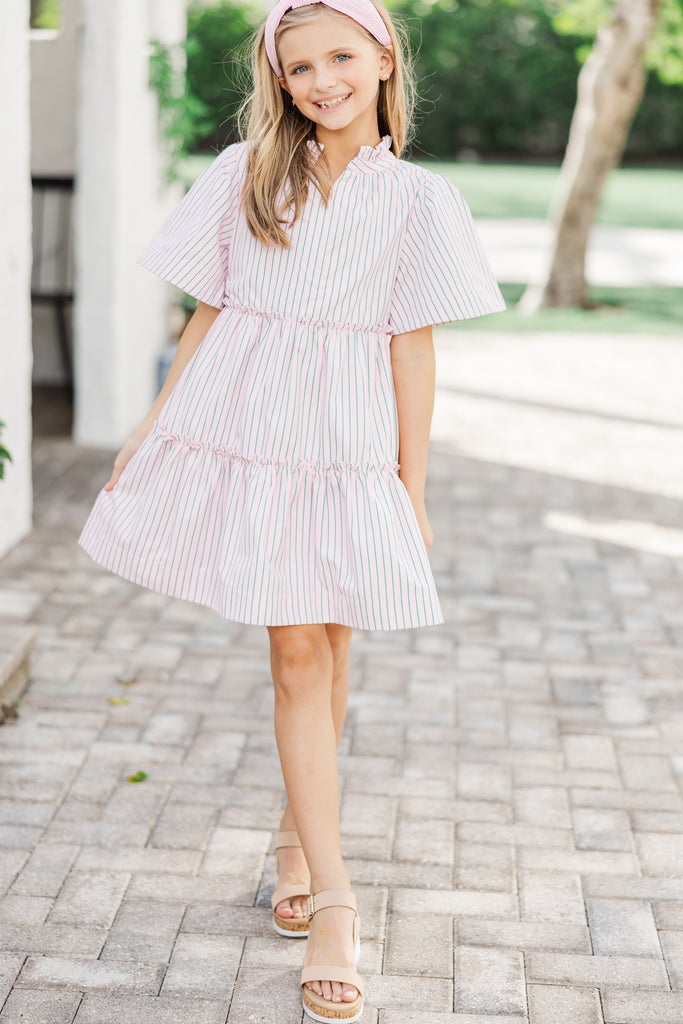 Girls: The Stephanie Pink/Green Stripe Dress – Shop the Mint