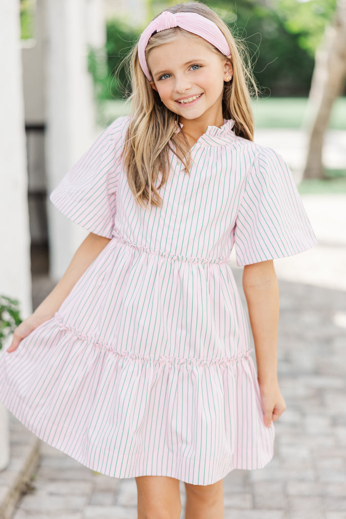 Girls: The Stephanie Pink/Green Stripe Dress – Shop the Mint