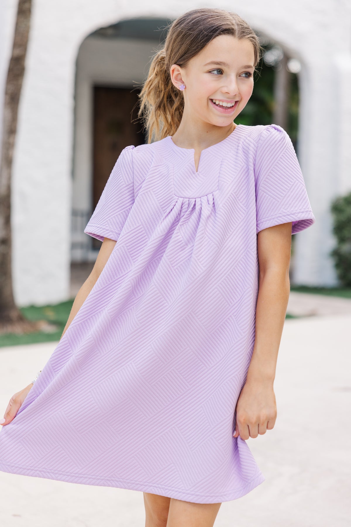 Girls: Nice To See You Lavender Textured Dress – Shop the Mint