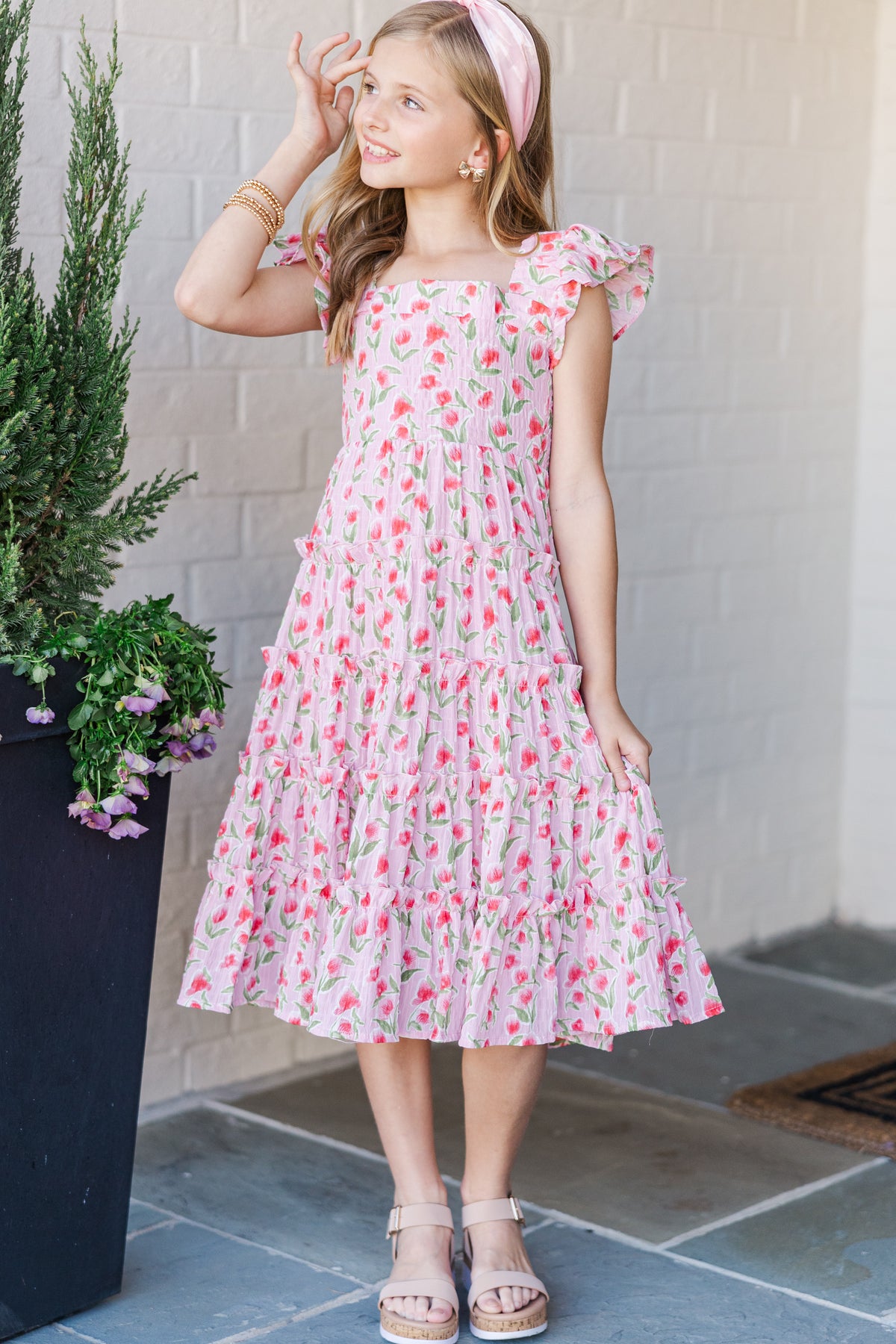 Girls: Think About It Pink Floral Midi Dress – Shop the Mint