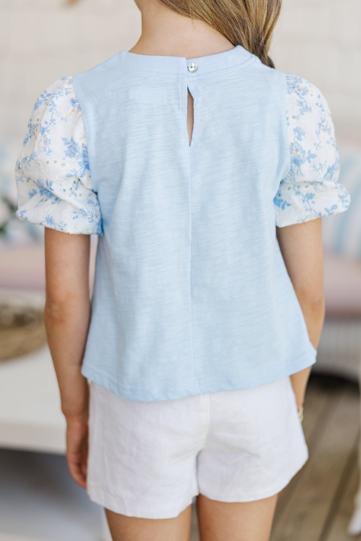 Girls: The Opal Light Blue Lace Sleeve Blouse – Shop the Mint