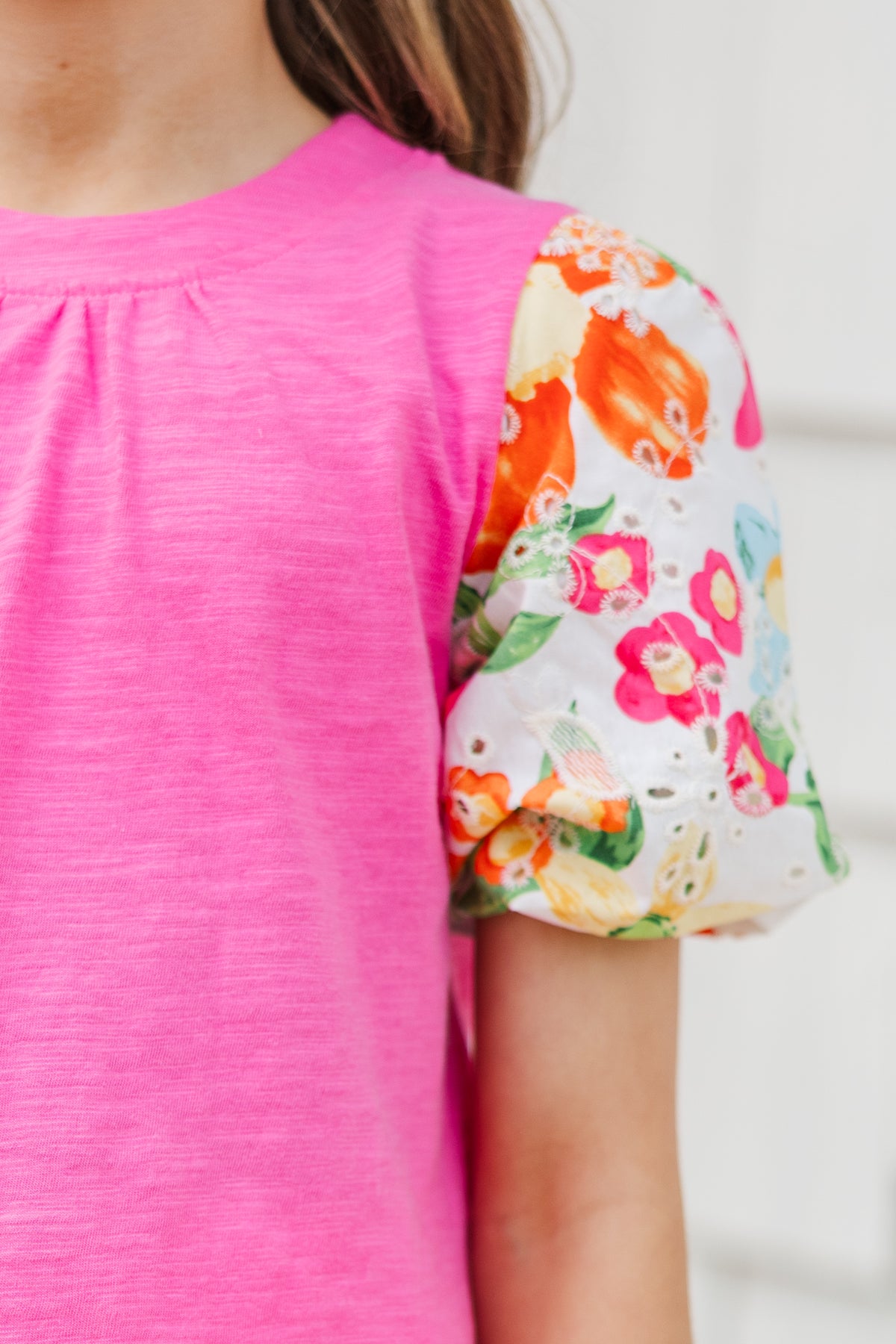 Girls: The Opal Pink Eyelet Sleeve Blouse – Shop the Mint