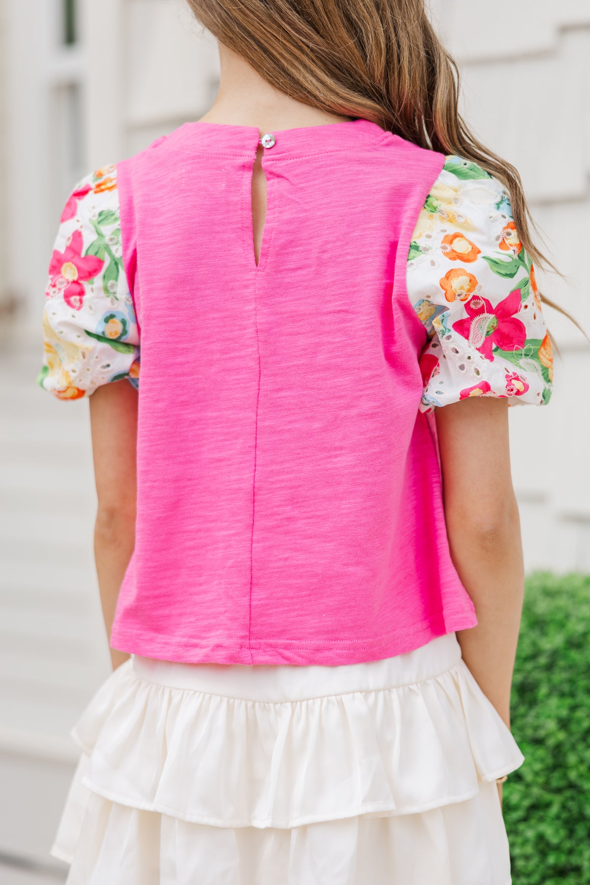 Girls: The Opal Pink Eyelet Sleeve Blouse – Shop the Mint