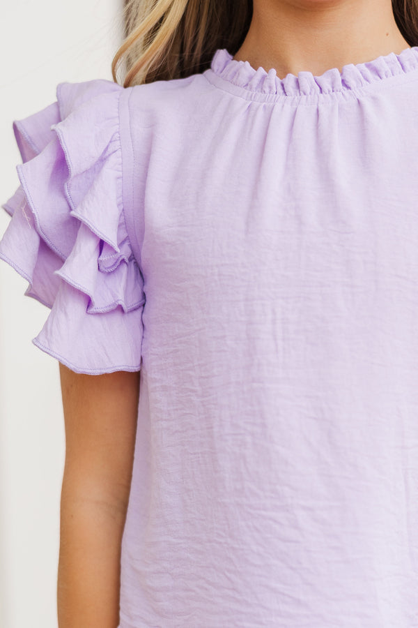 Girls: See You Out Lavender Ruffled Blouse – Shop the Mint
