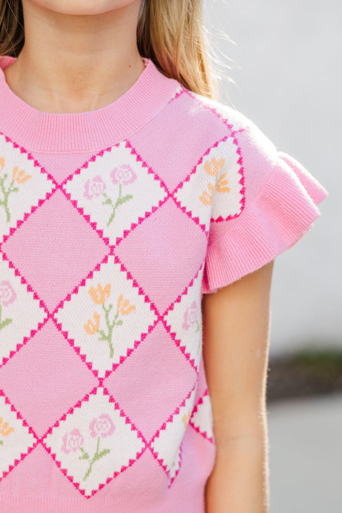 Girls: The Wendy Pink Floral Medallion Sweater – Shop the Mint