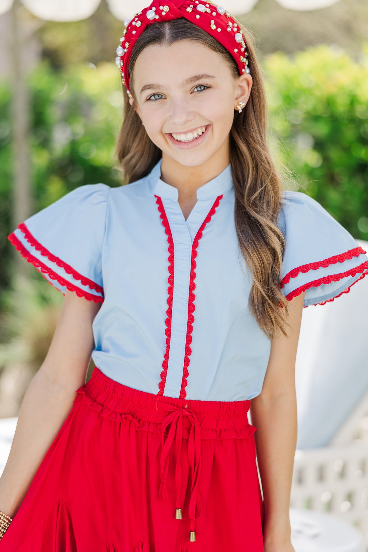 Girls: The Ruby Light Blue Button Down Blouse – Shop the Mint