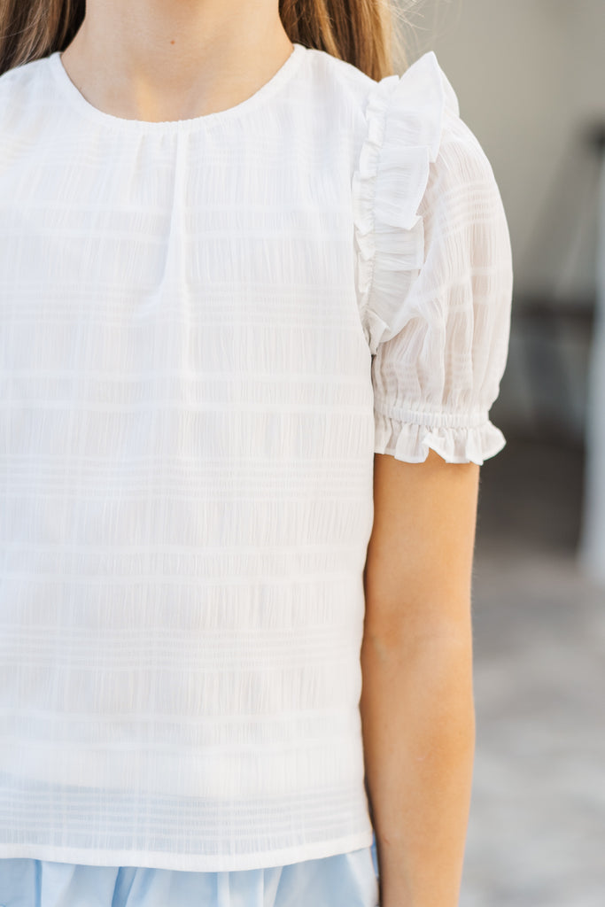 Girls: Glad To See You White Ruffled Blouse – Shop the Mint
