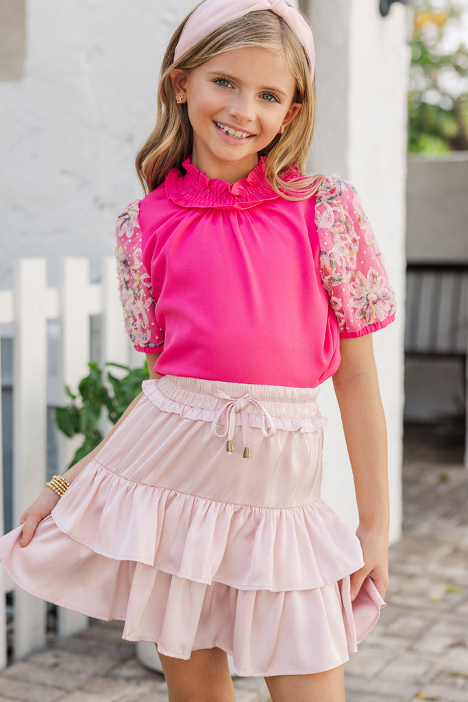 Girls: The Claira Fuchsia Pink Textured Blouse – Shop the Mint
