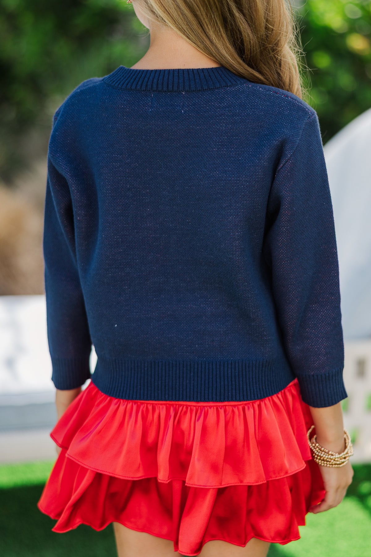 Girls: The Ansley Navy Bow Flag Sweater – Shop the Mint