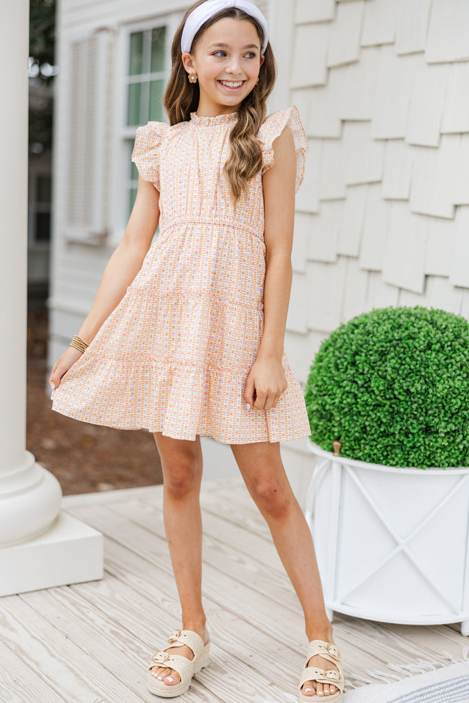 Girls: The Jennifer Orange Floral Striped Dress – Shop the Mint