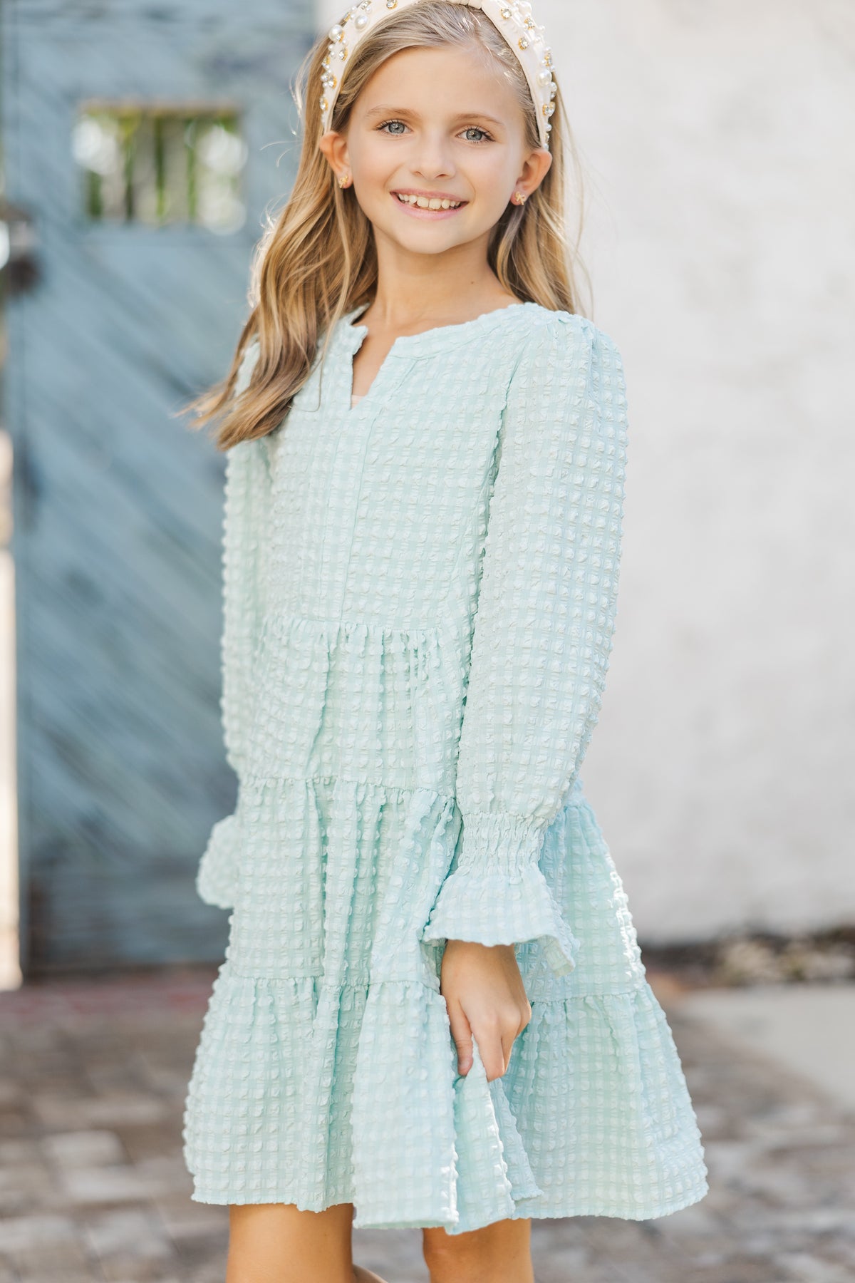 Girls: In Your Happy Place Mint Textured Dress – Shop the Mint