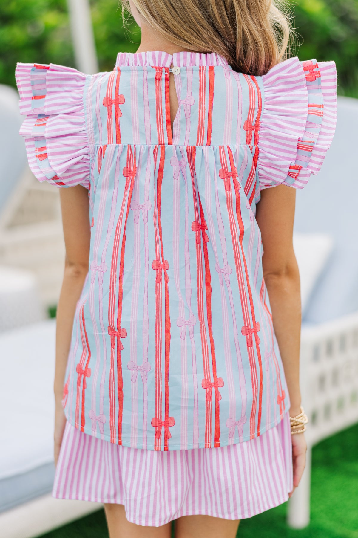 Girls: Full Of Love Light Blue Bow Pattern Blouse – Shop the Mint