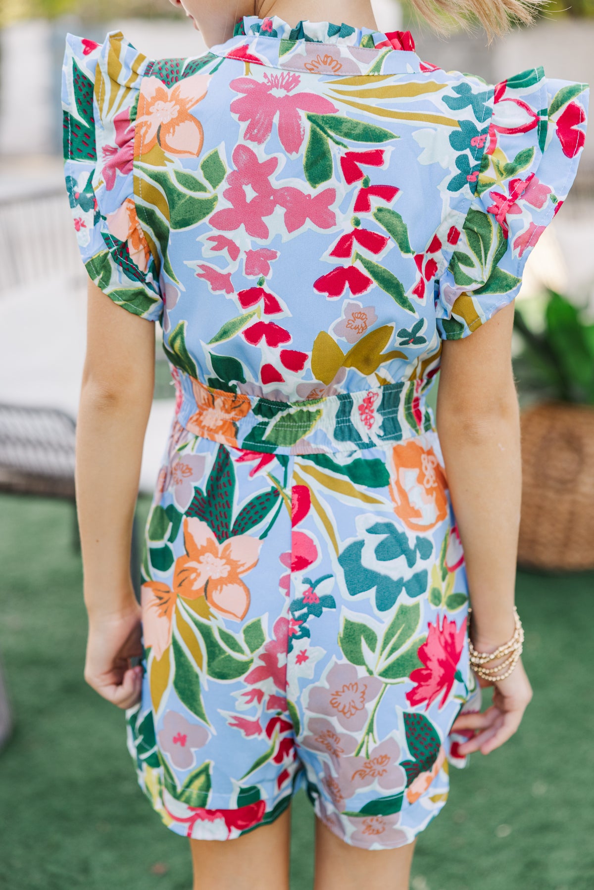 Girls: Wild Love Light Blue Floral Romper – Shop the Mint