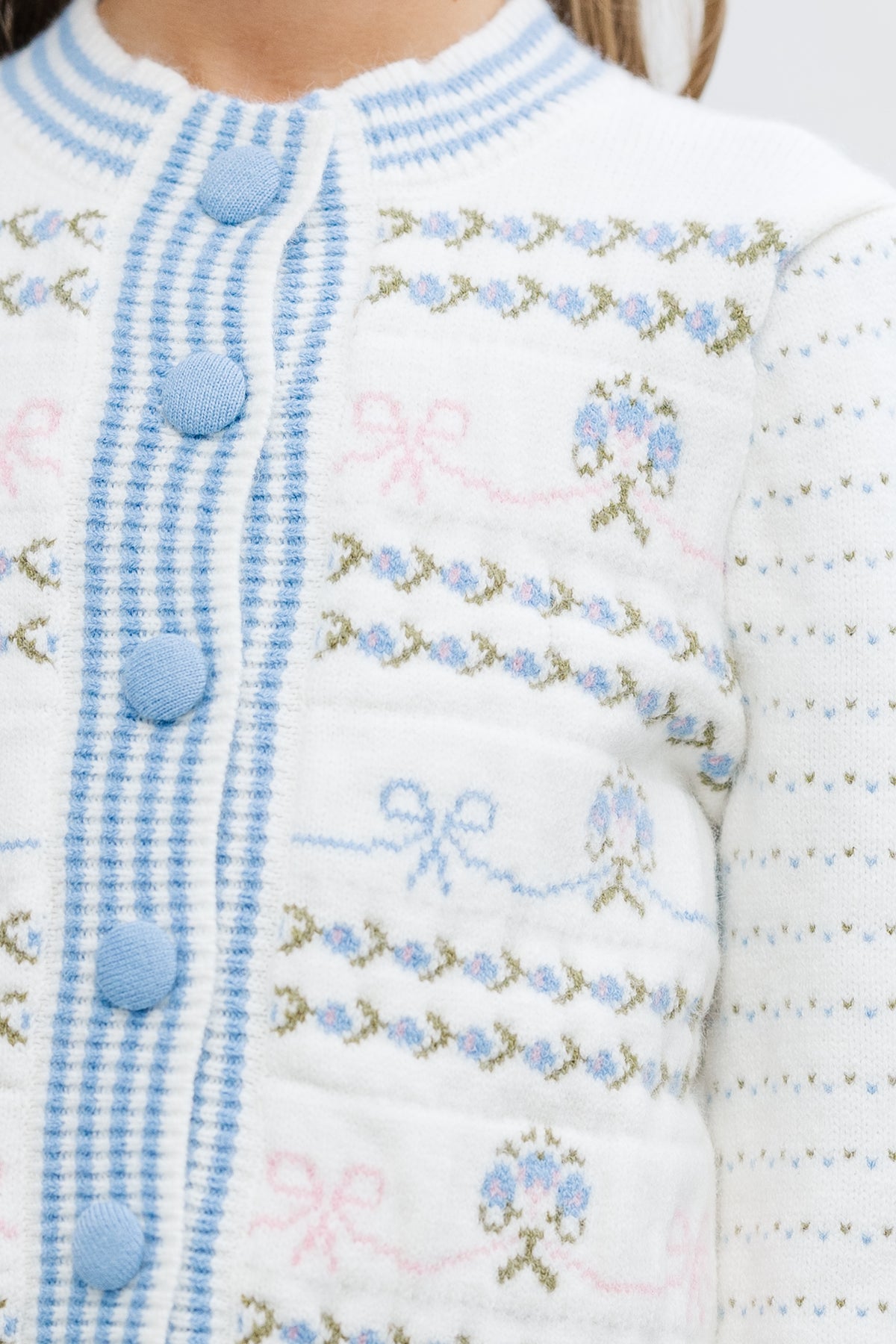 Girls: The Rhiannon Light Blue Bow Stitched Cardigan – Shop the Mint