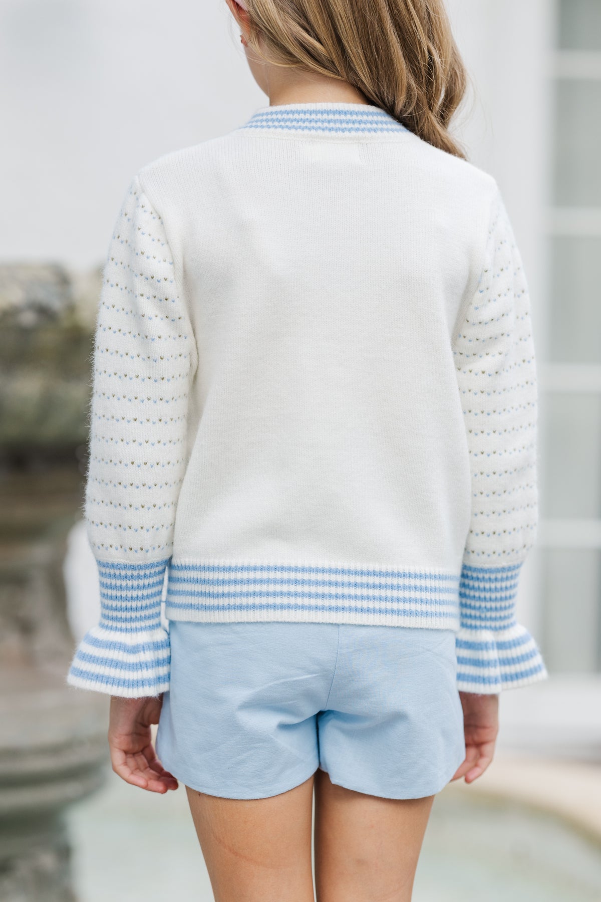 Girls: The Rhiannon Light Blue Bow Stitched Cardigan – Shop the Mint