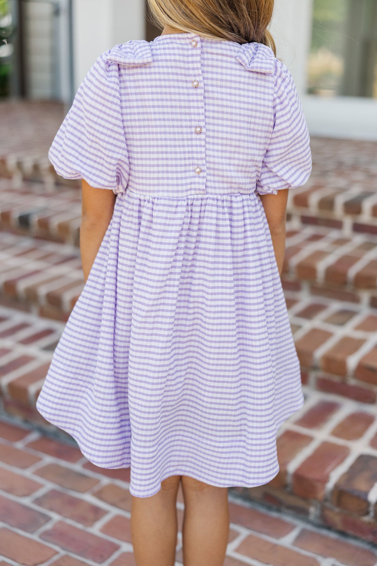 Girls: Oh So Thankful Lavender Gingham Babydoll Dress – Shop the Mint