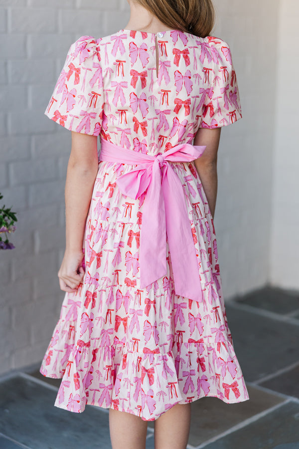 Girls: Fun & Games Pink Bow Pattern Dress – Shop the Mint