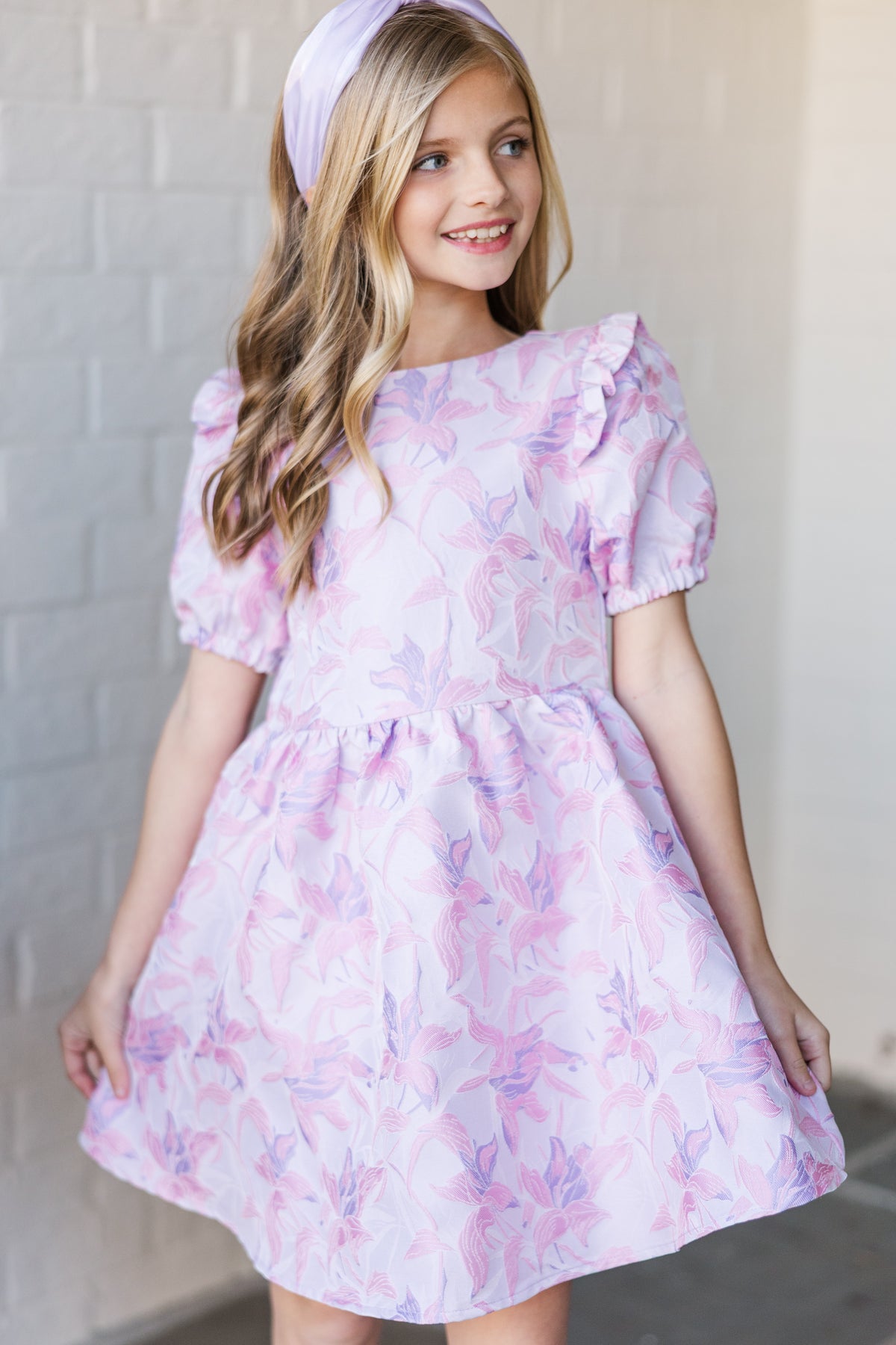 Girls: The Eloise Lavender & Pink Floral Brocade Dress – Shop the Mint